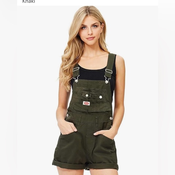 Jeans | Revolt Denim Short Overalls In Olive | Poshmark